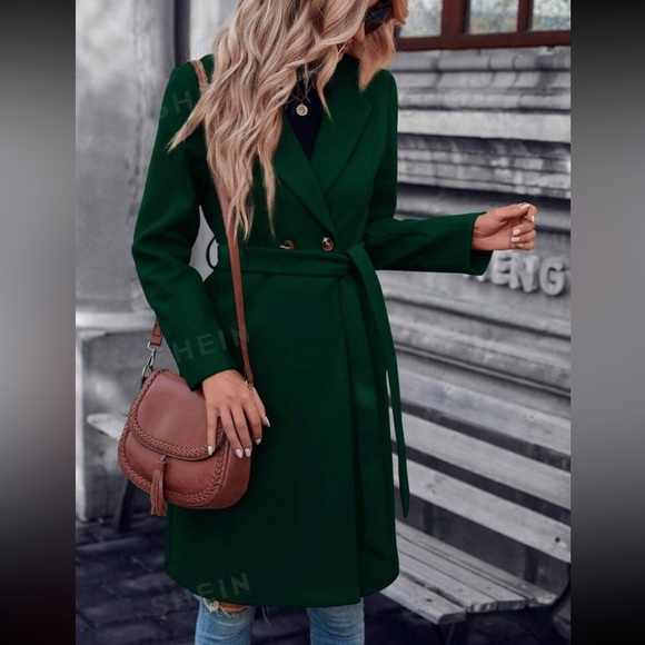 SHEIN | Jackets & Coats | Emerald Green Coat | Poshmark